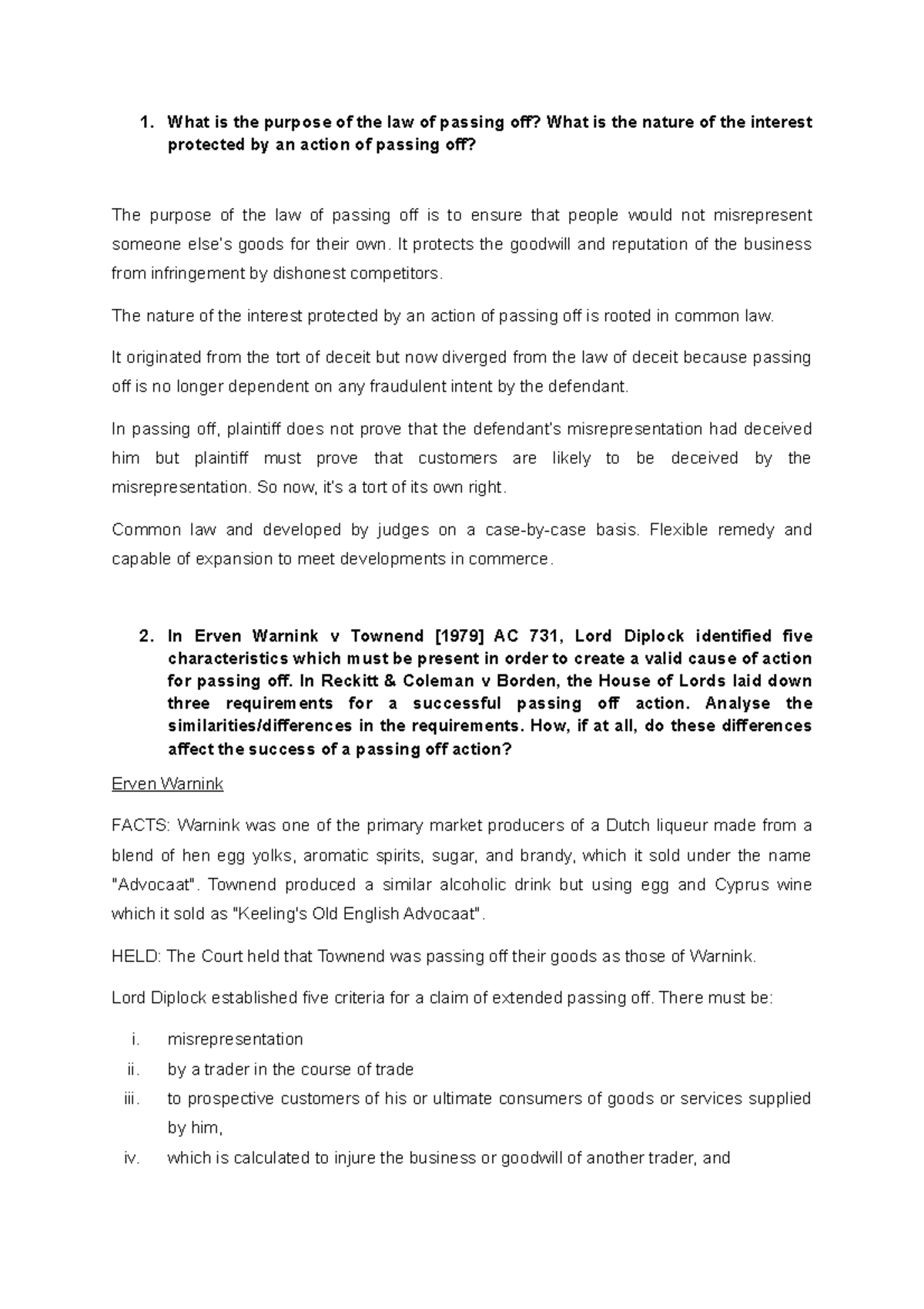 INTELLECTUAL PROPERTY TUTO WEEK 3 - 1. What is the purpose of the law ...