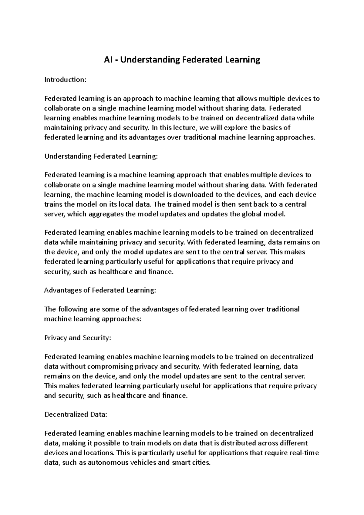 AI - Understanding Federated Learning - AI - Understanding Federated Learning Introduction ...