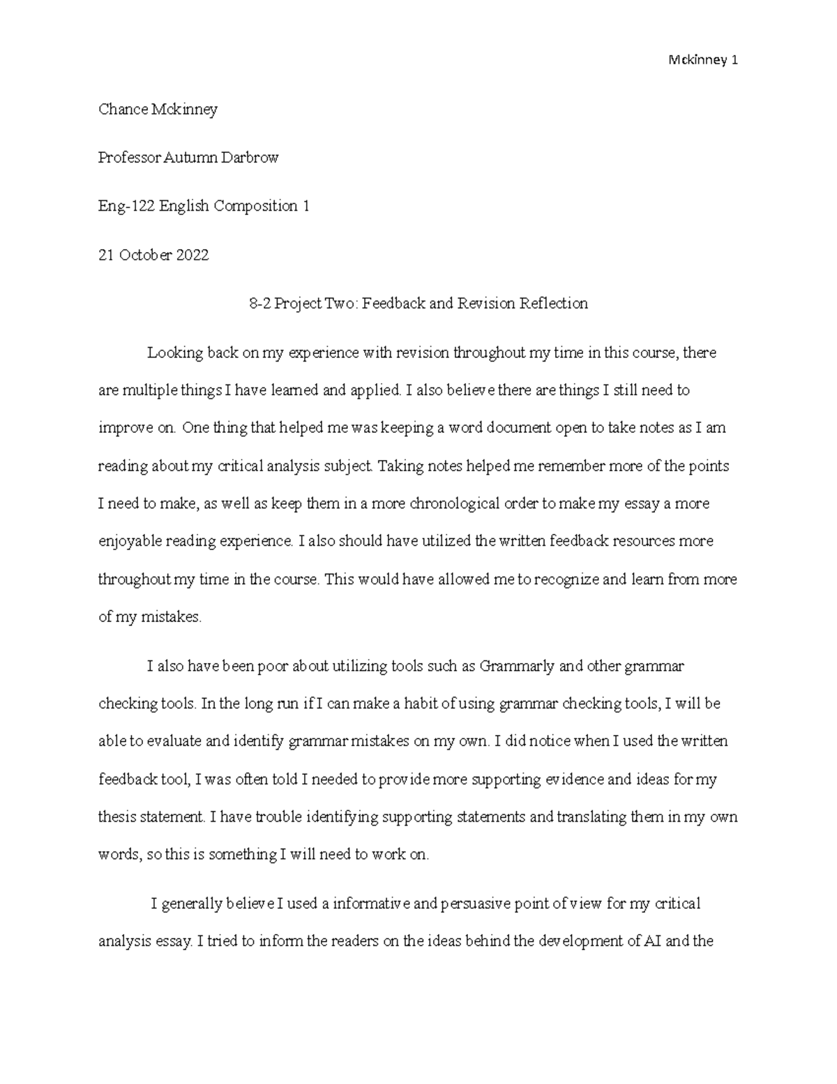 8-2 Project Two - Mckinney 1 Chance Mckinney Professor Autumn Darbrow ...