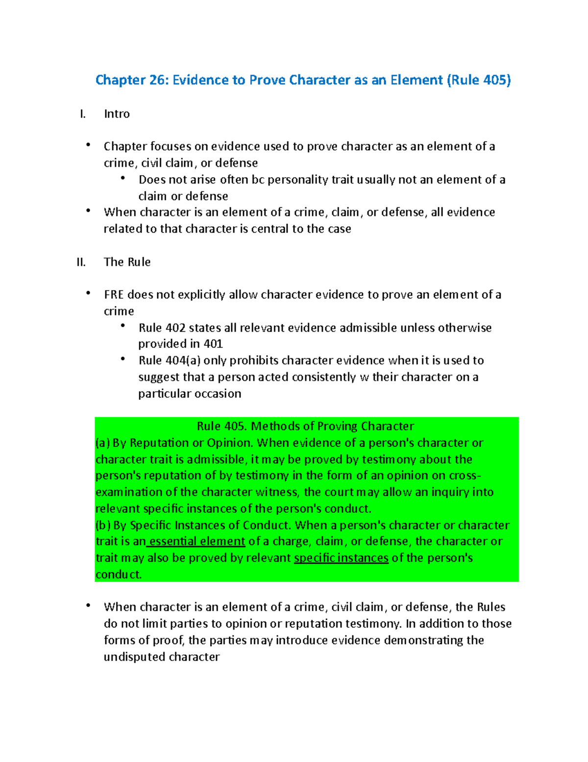 Rule 405 - Professor Maurice Dyson. Textbook Used: Deborah Jones ...