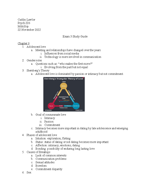 Psych 226 Study Guide Unit 1 - Caitlin Lawlor Psych 226 McKillop MS LPC 1 October 2022 Exam 1 ...