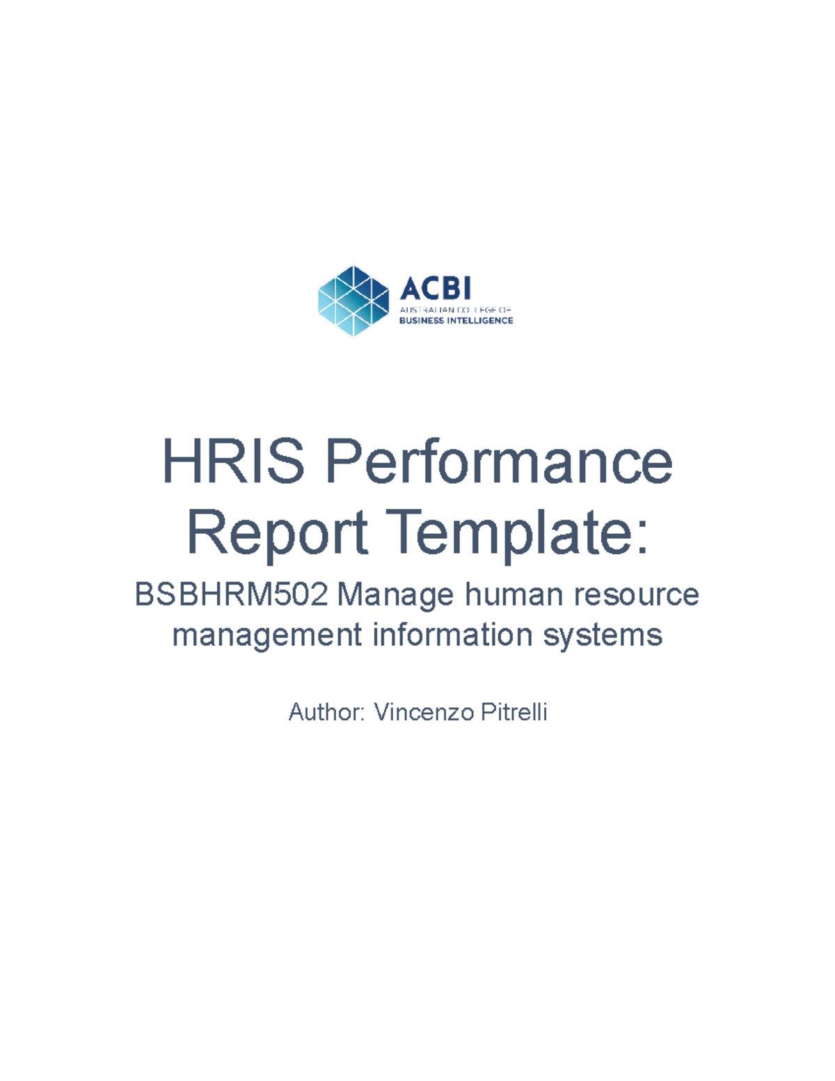 D - HRIS Performance Report Template - HRIS Performance Report Template ...