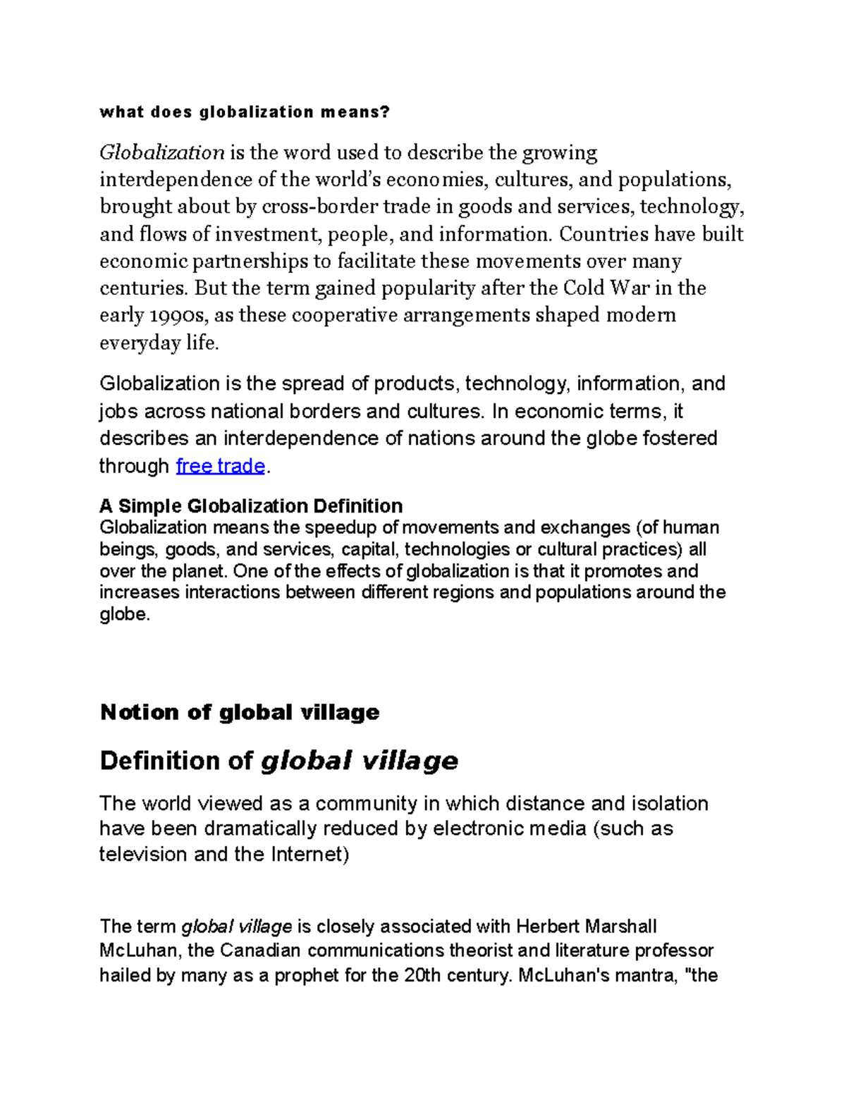 Globalization Notes - nice work - what does globalization means ...