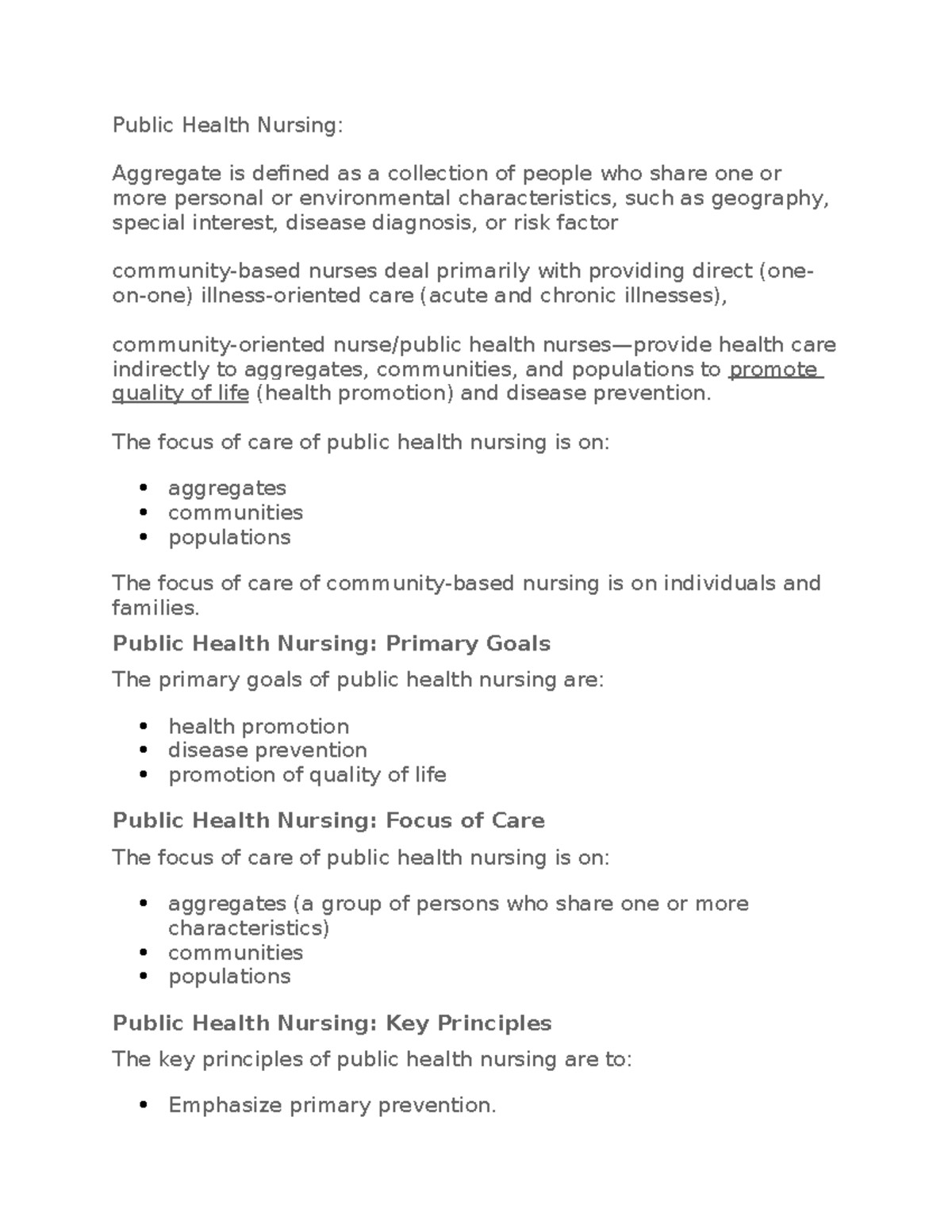 Public Health Nursing - Public Health Nursing: Aggregate is de昀椀ned as ...