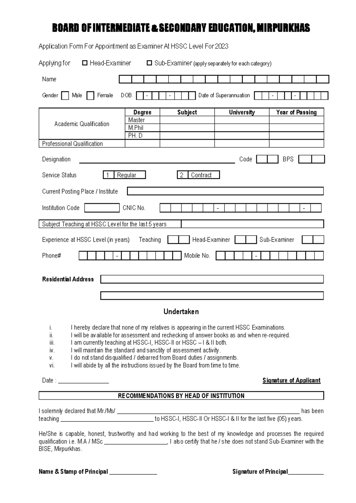 Examiner Performa - Helpful notes for uni of sindh - BOARD OF ...