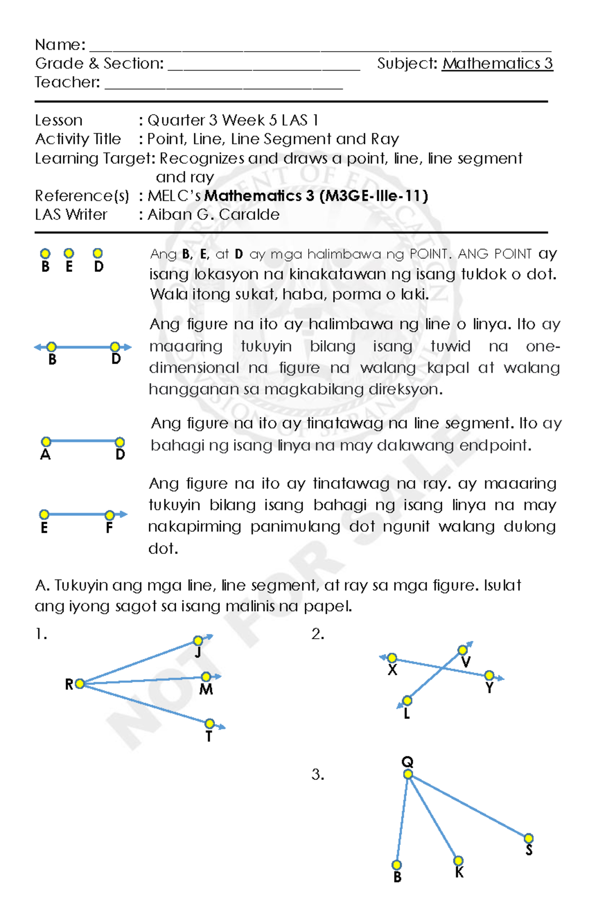 Math 3 Q3 Week 5 LAS 1 - None - Name