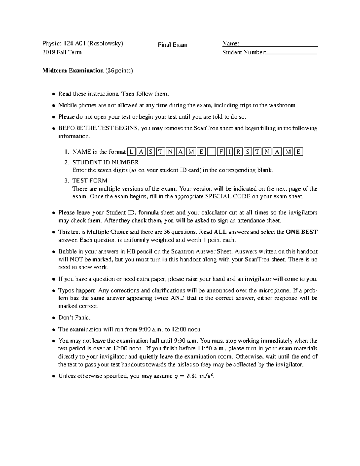PHYS124 Fa18 final-solutions - PHYS 124 - UAlberta - Studocu
