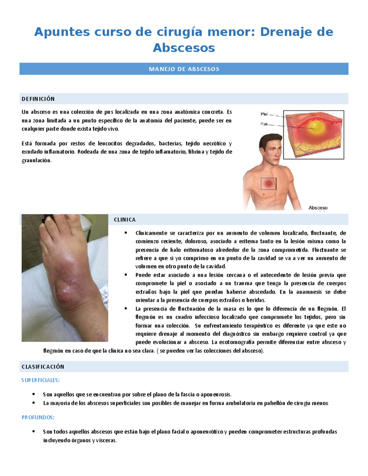 Drenaje de abscesos - Apuntes curso de cirugía menor: Drenaje de ...