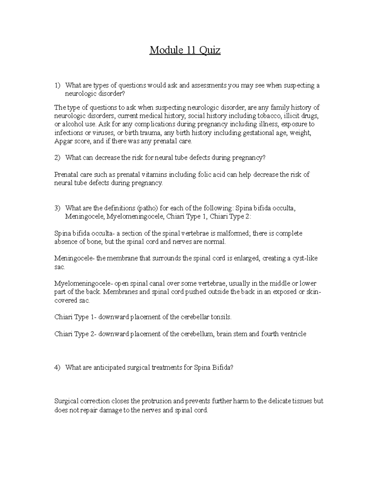 Module 11 Quiz - Module 11 Quiz What are types of questions would ask ...