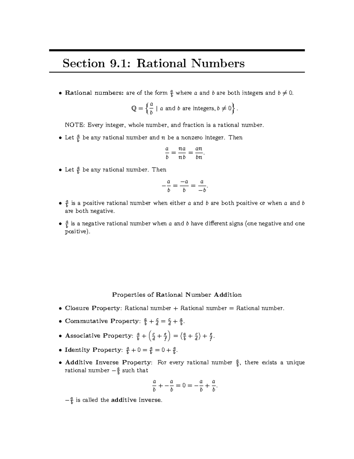 Section 9.1: Rational Numbers - Studocu