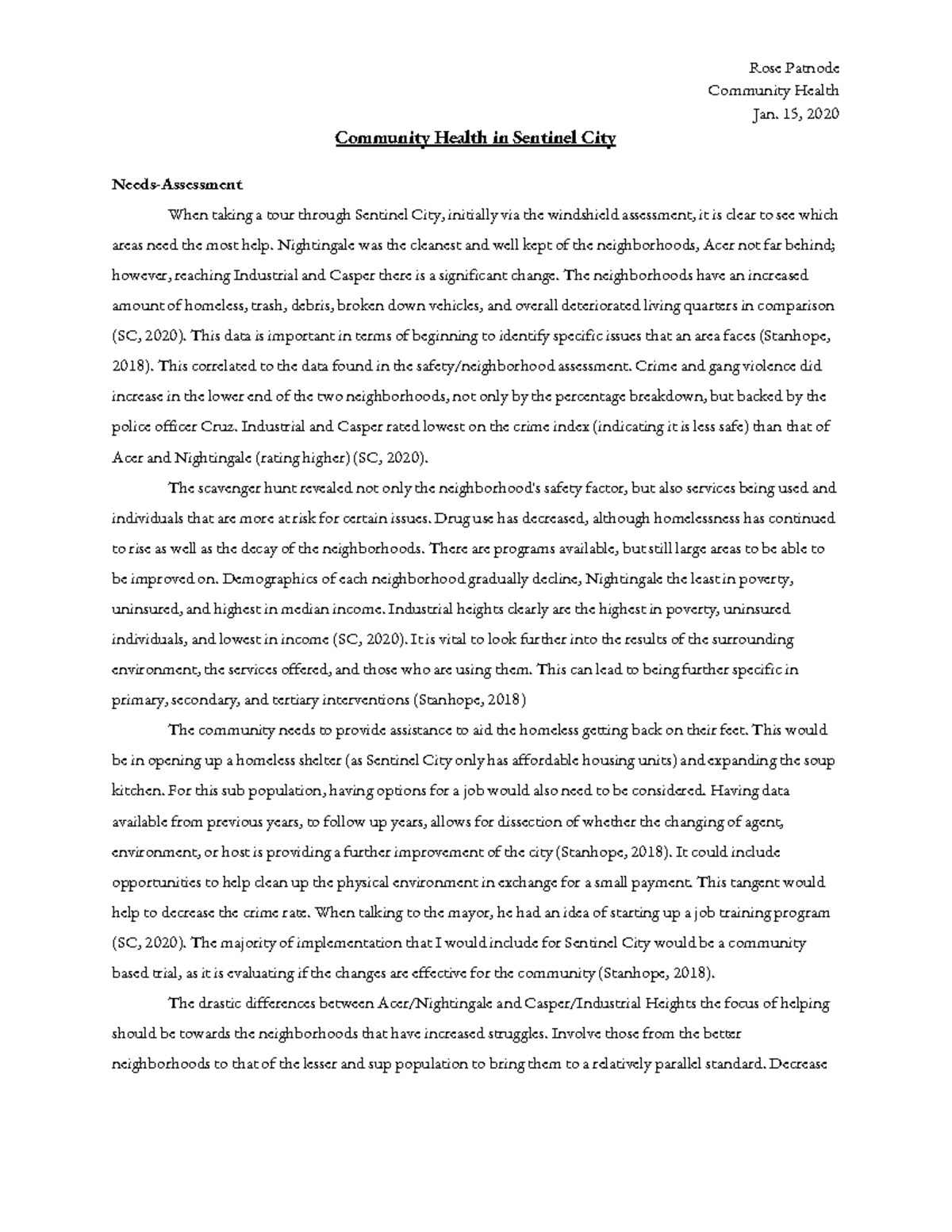 Community Health Task - Community Health Jan. 15, 2020 Community Health ...