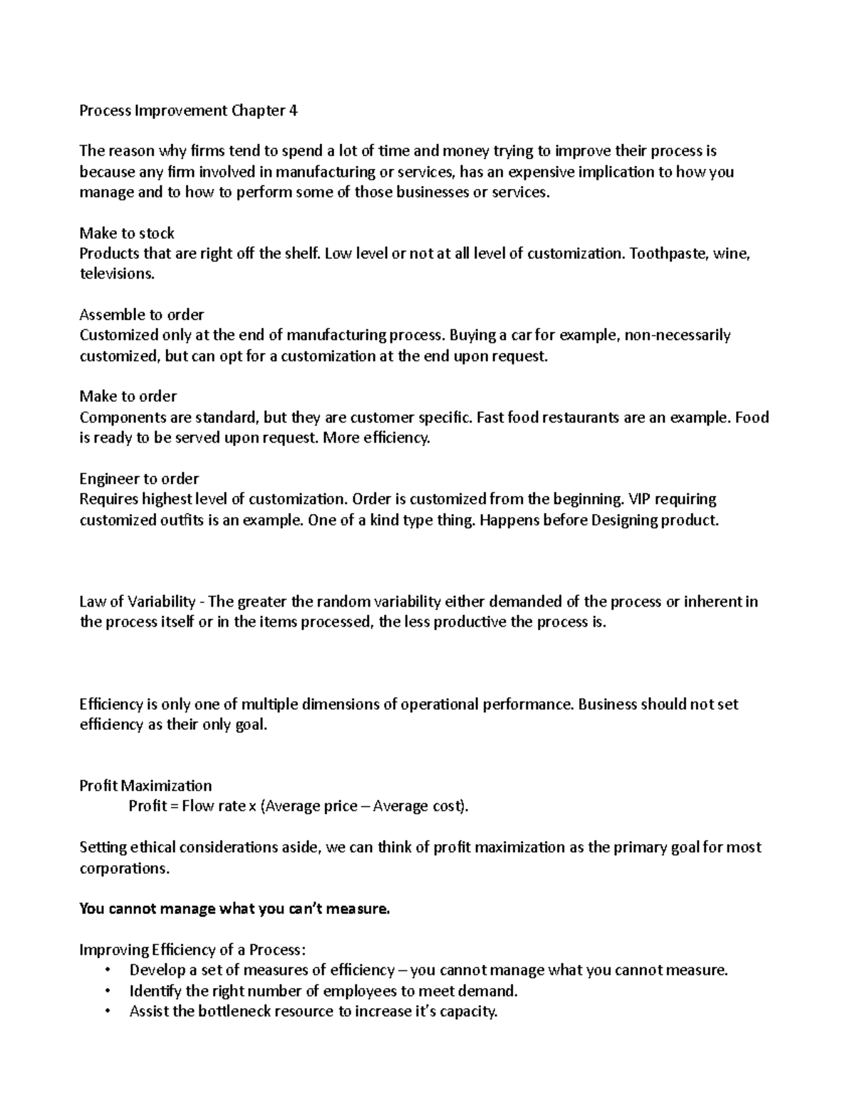 Chapter 4 - Process Improvement - Process Improvement Chapter 4 The ...