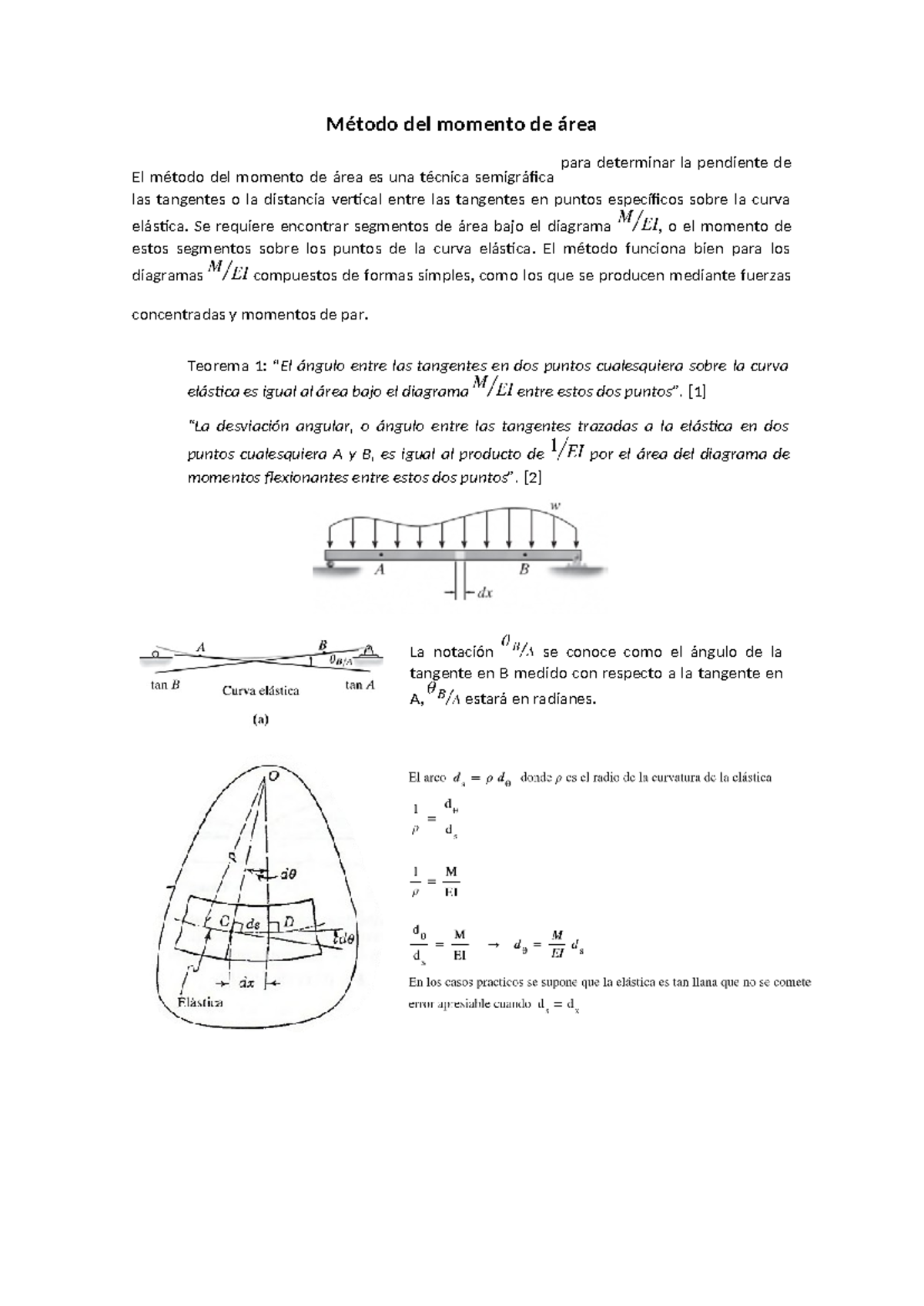 Método del momento de área - Se requiere encontrar segmentos de área ...