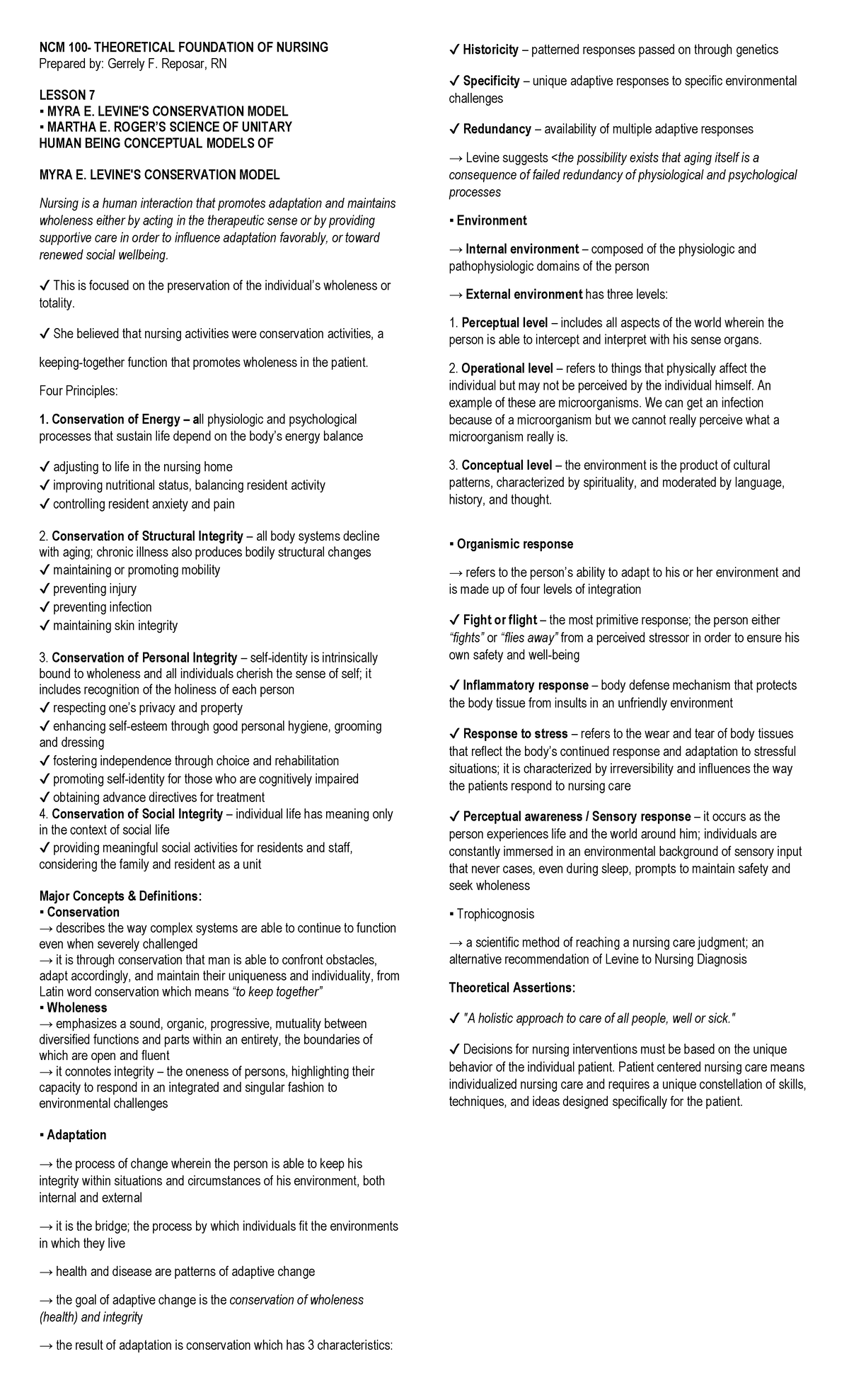 Group 4 TFN Lesson 8 Finals Notes - NCM 100- THEORETICAL FOUNDATION OF ...