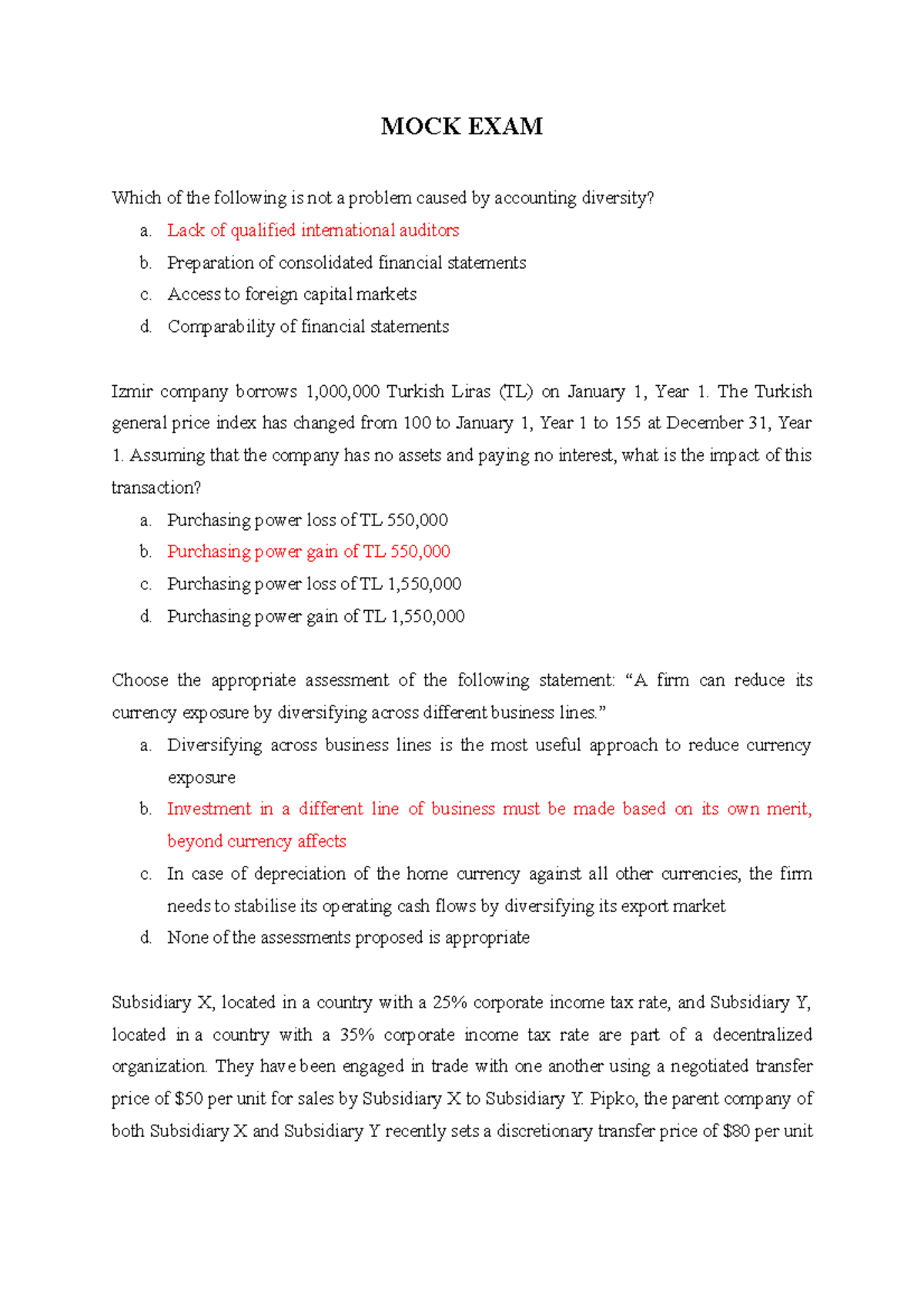 IFM Mock Exam blank - Here is the mock exam questions along with its ...
