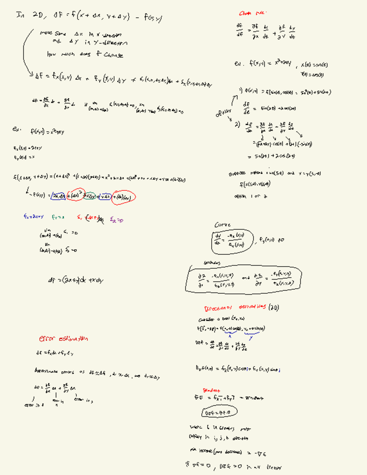 Calc 3 - Summary Applied Calculus III - In 2D , 3 f = f(x + 1x , y + by ...