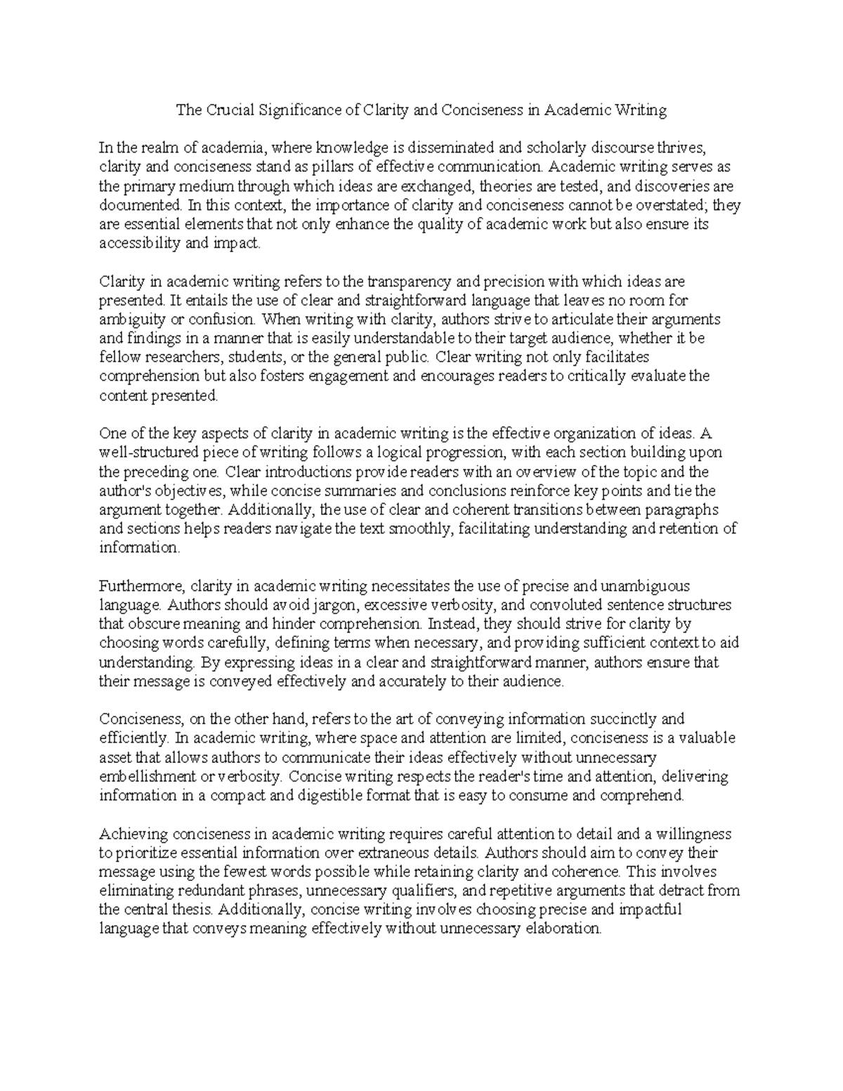 The Crucial Significance of Clarity and Conciseness in Academic Writing ...