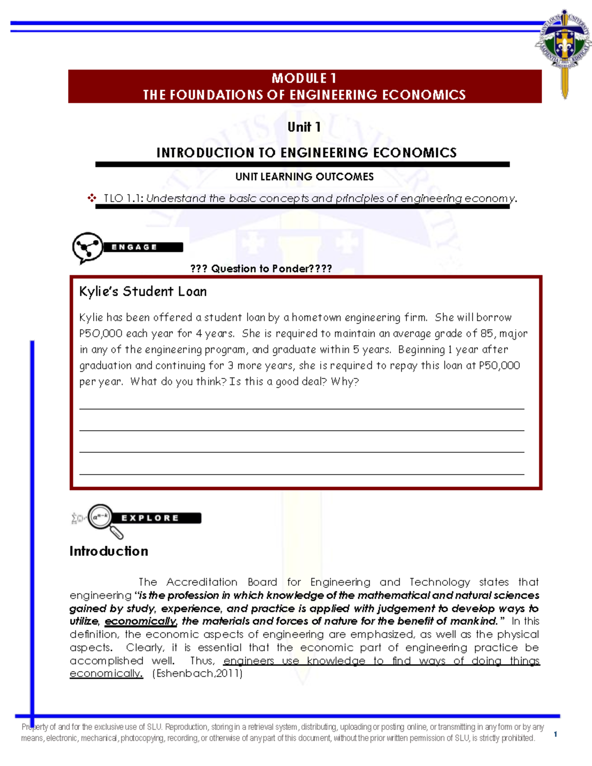 SEA-CE 4161- Module-1-UNIT-1 - Property of and for the exclusive use of ...