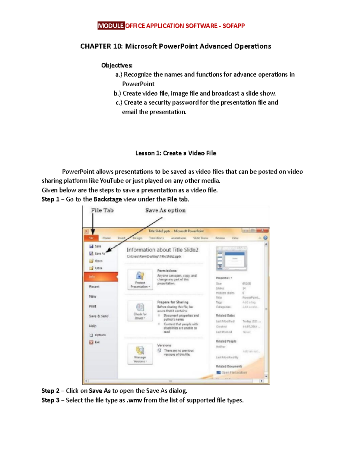 Chapter 10 - Microsoft Power Point Advanced Operations - MODULE OFFICE ...