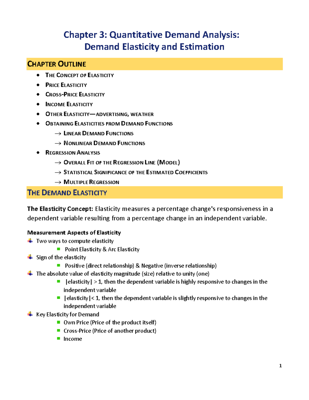 Chapter 3 Demand Elasticity and Demand Estimation 2-28-22 - Chapter 3 ...