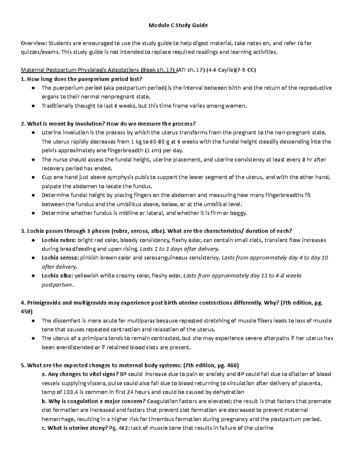 Module C Study Guide - Module C Study Guide Overview: Students are ...