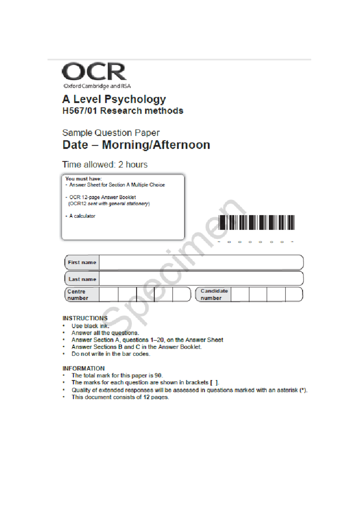 Ams-paper-1-research-method - Section A: Multiple Choice 20 marks ...