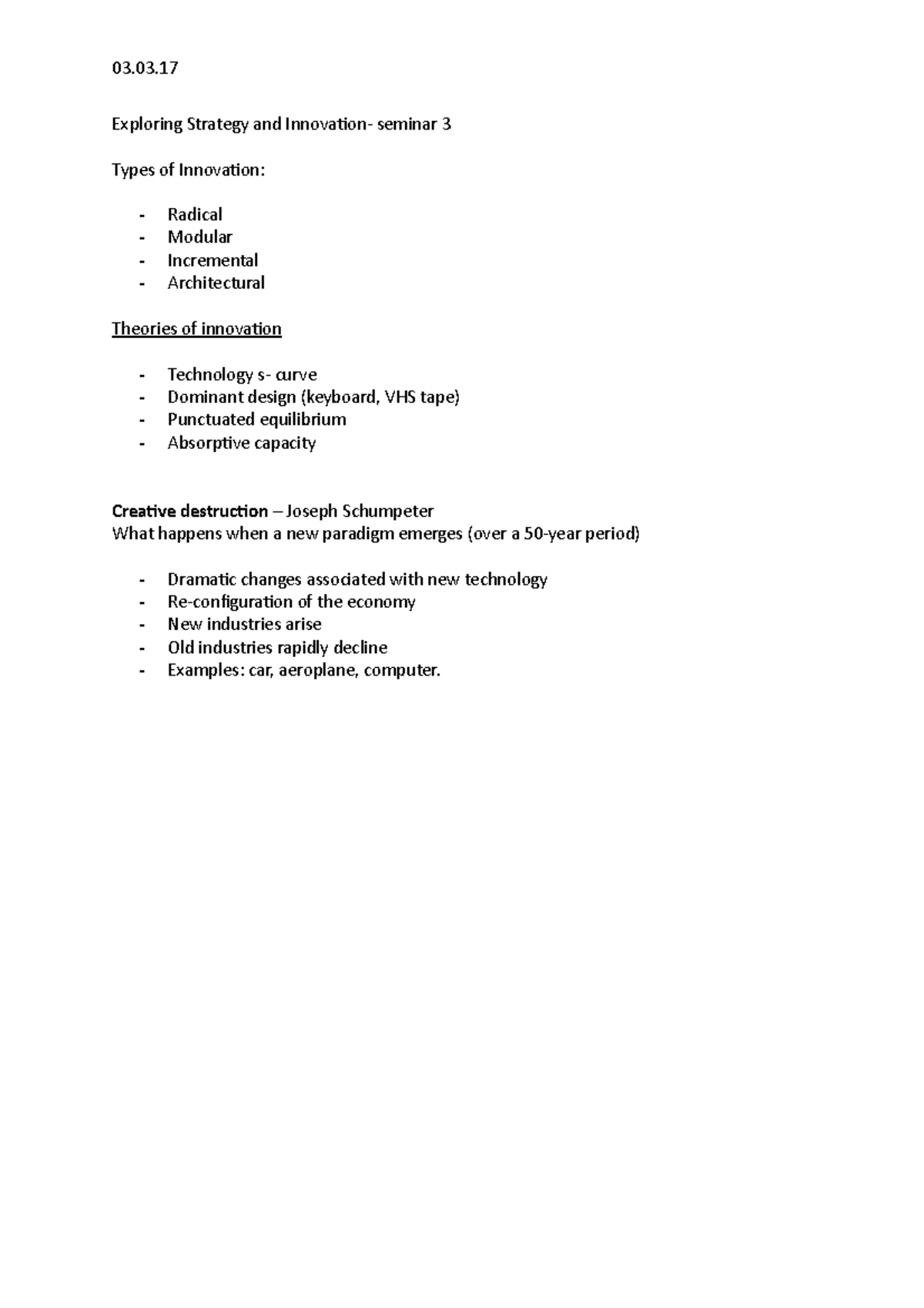 Innovation seminar 4 - Lecture notes 4 - 03.03 Exploring Strategy and ...