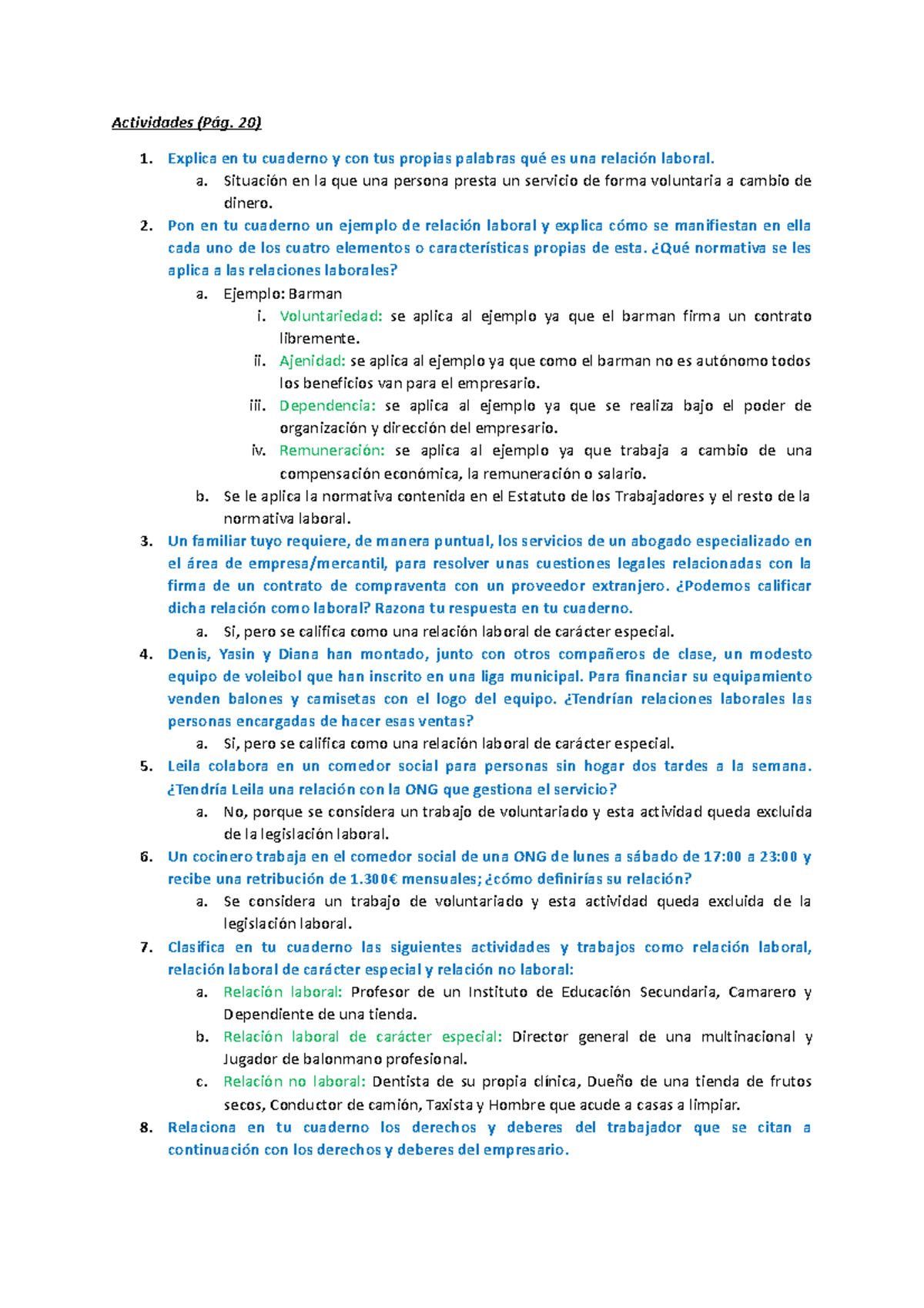Actividades finales Tema 1 - Actividades (Pág. 20) 1. Explica en tu cuaderno y con tus propias ...