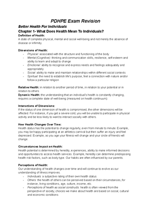 Pdhpe Notes - PDHPE NOTES HSC Core 1: Health Priorities in Australia ...