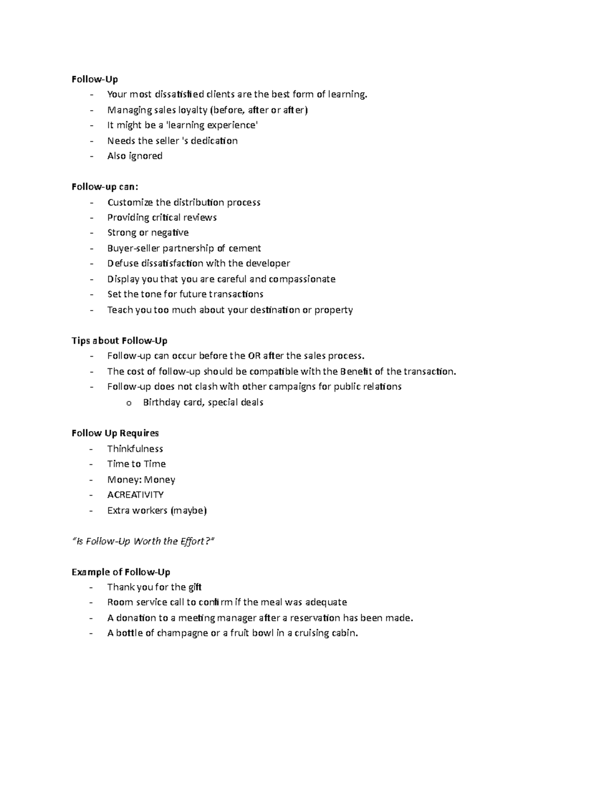 Follow-Up Notes - Follow-Up - Your most dissatisfied clients are the ...