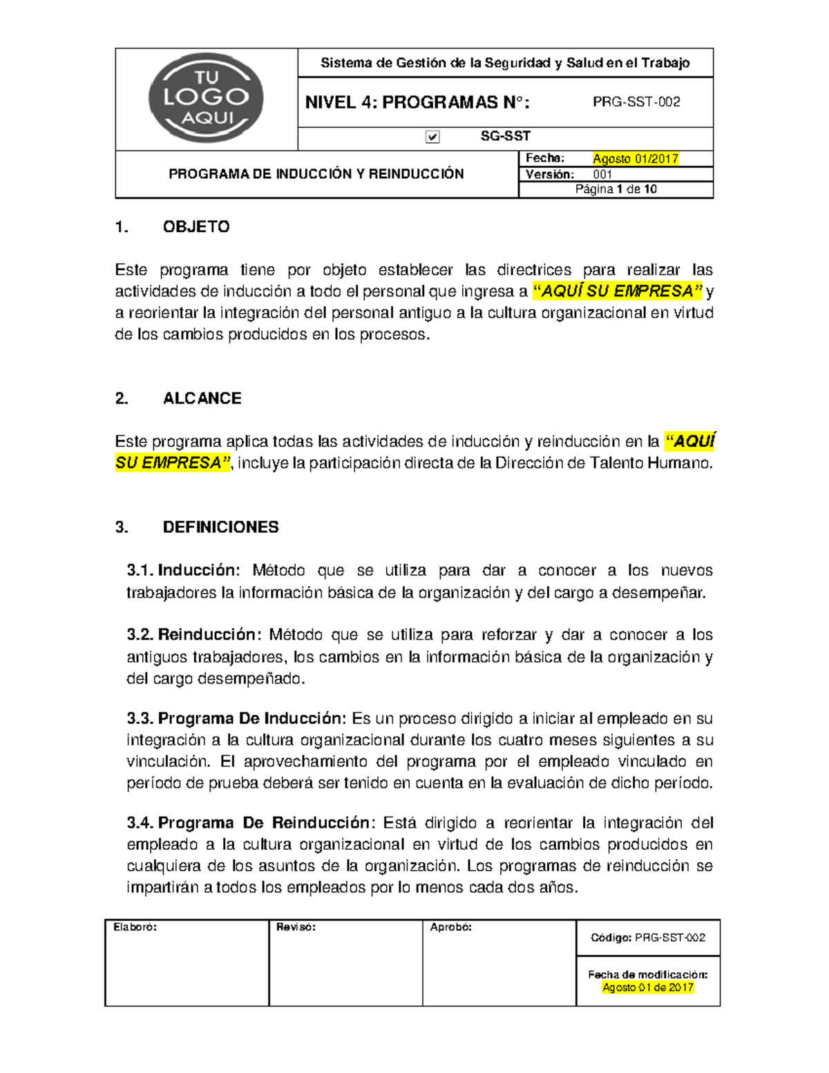 Dq3m PMb OBg - xcvxc - NIVEL 4: PROGRAMAS N°: PRG-SST- 002 SG-SST ...