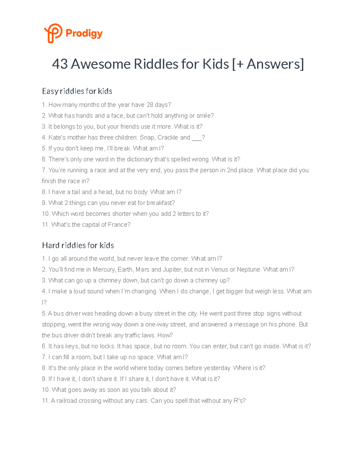 Riddles-for-Kids - IMPORTANT - 43 Awesome Riddles for Kids [+ Answers ...