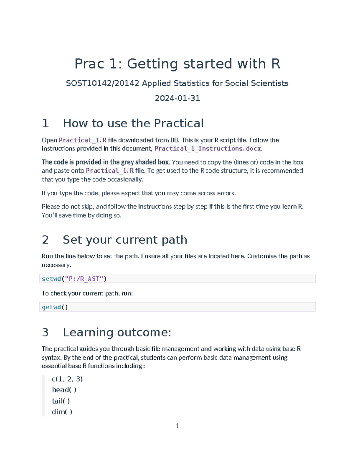 Practical 1 Answers - Prac 1: Getting started with R SOST10142/20142 ...
