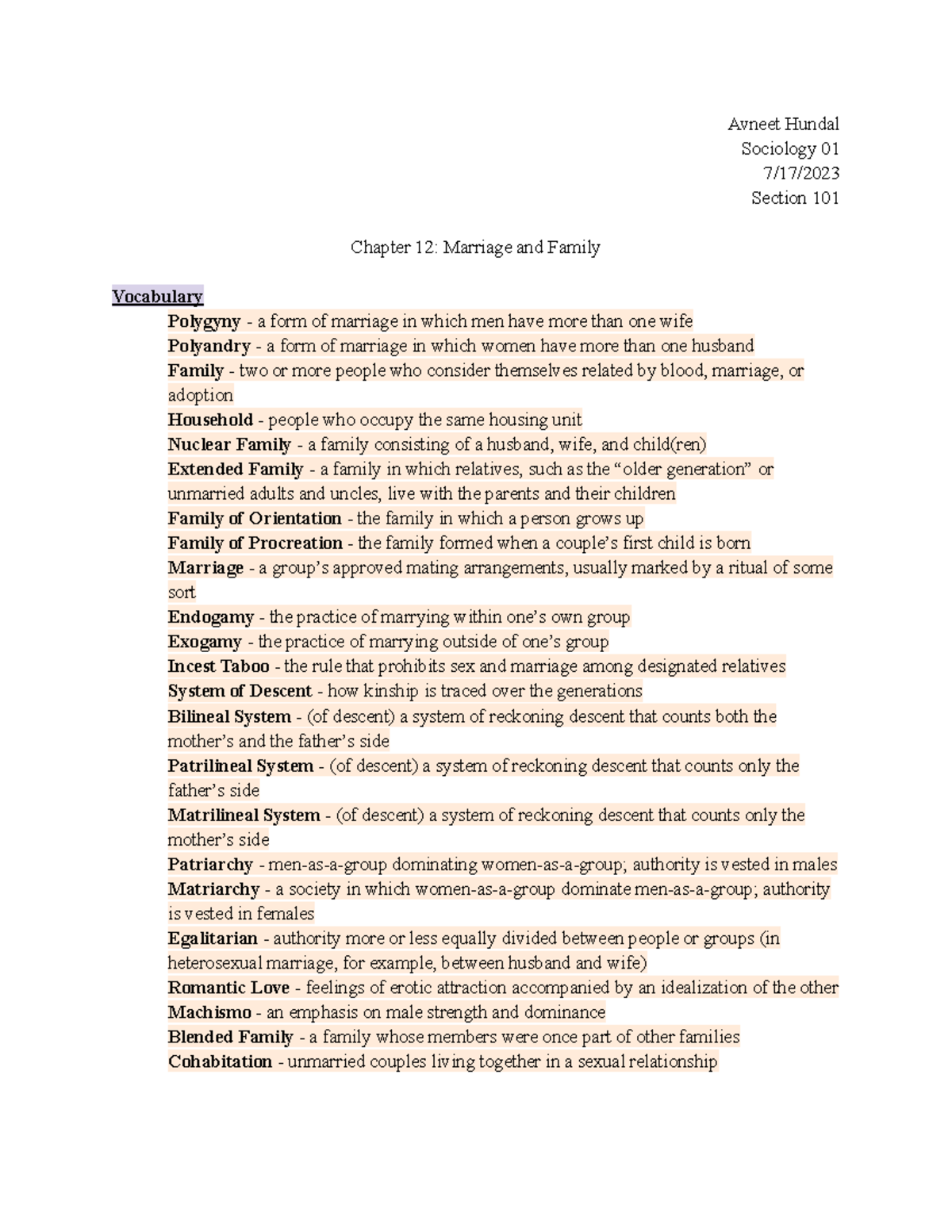 Sociology-010-101 - Avneet Hundal Sociology 01 7/17/ Section 101 ...