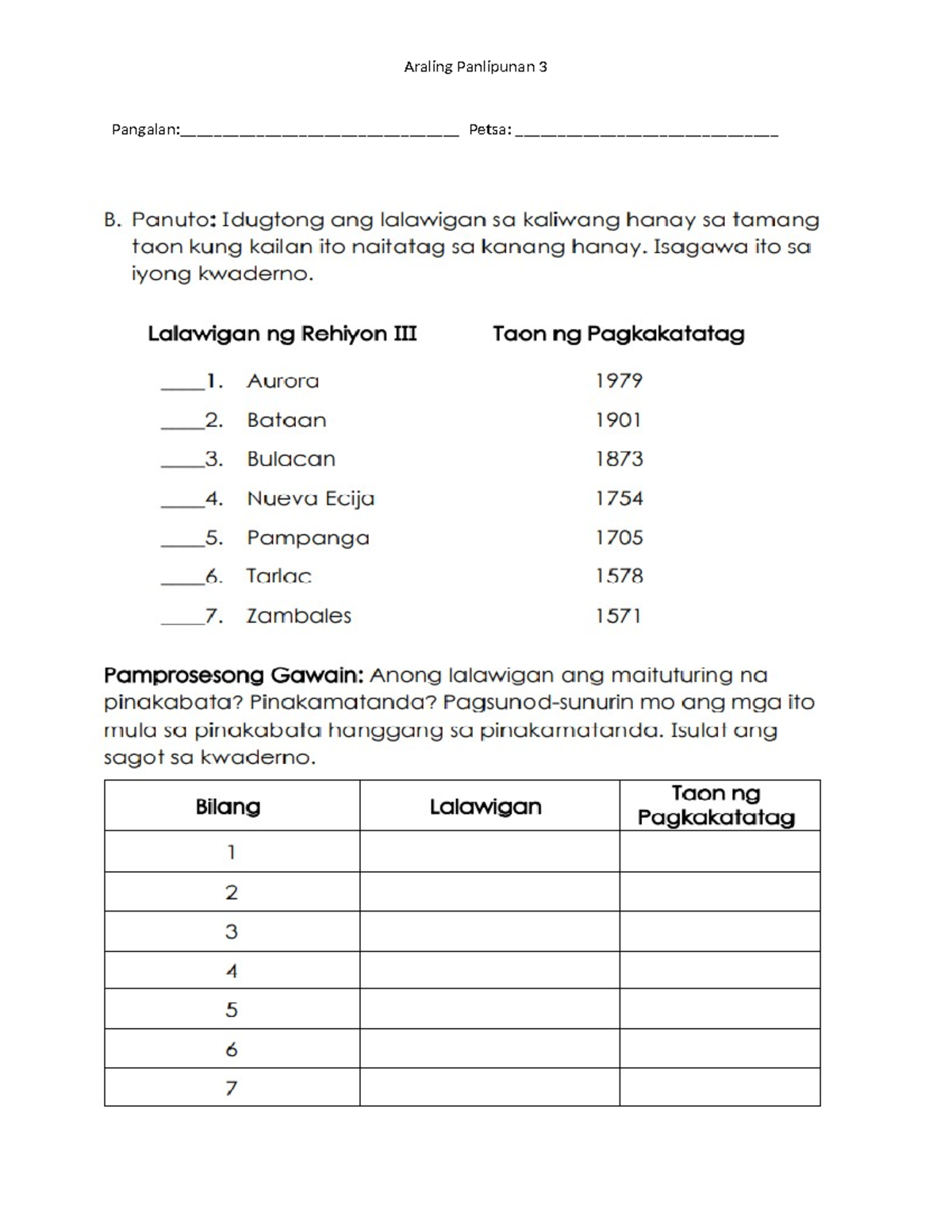Ap activity 1 q2 - worksheet - Flat Assessment - Araling Panlipunan 3 ...