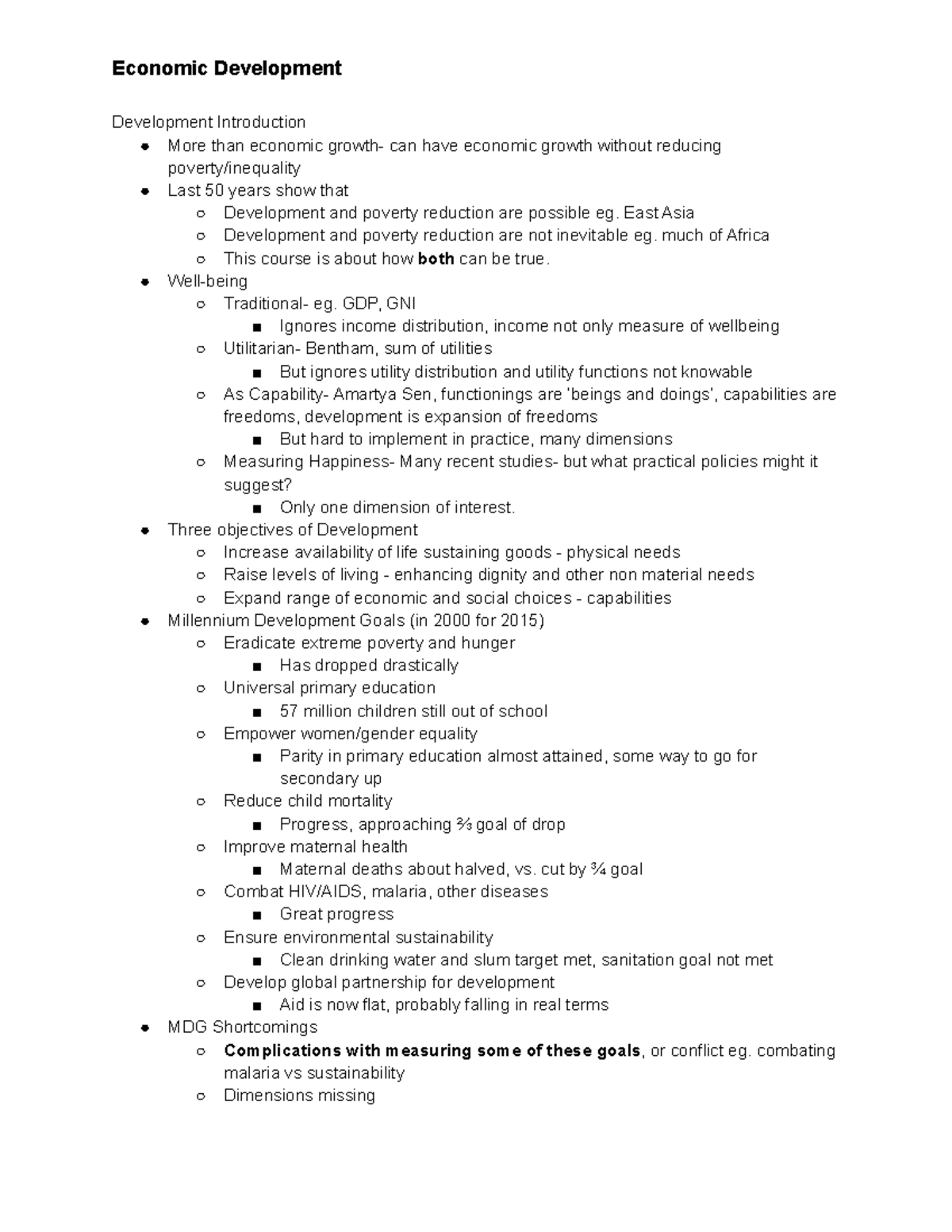Econ Dev Notebook - Lecture notes All - Development Introduction More ...