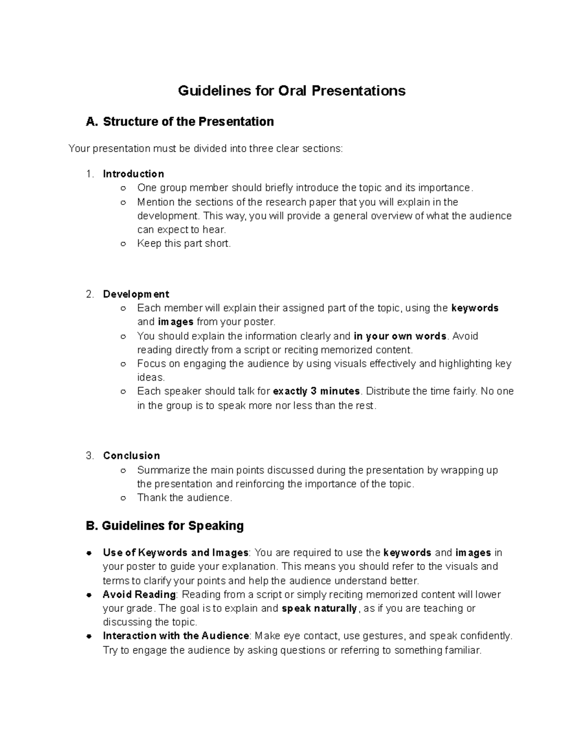 Guidelines for Oral Presentations - Structure of the Presentation Your ...