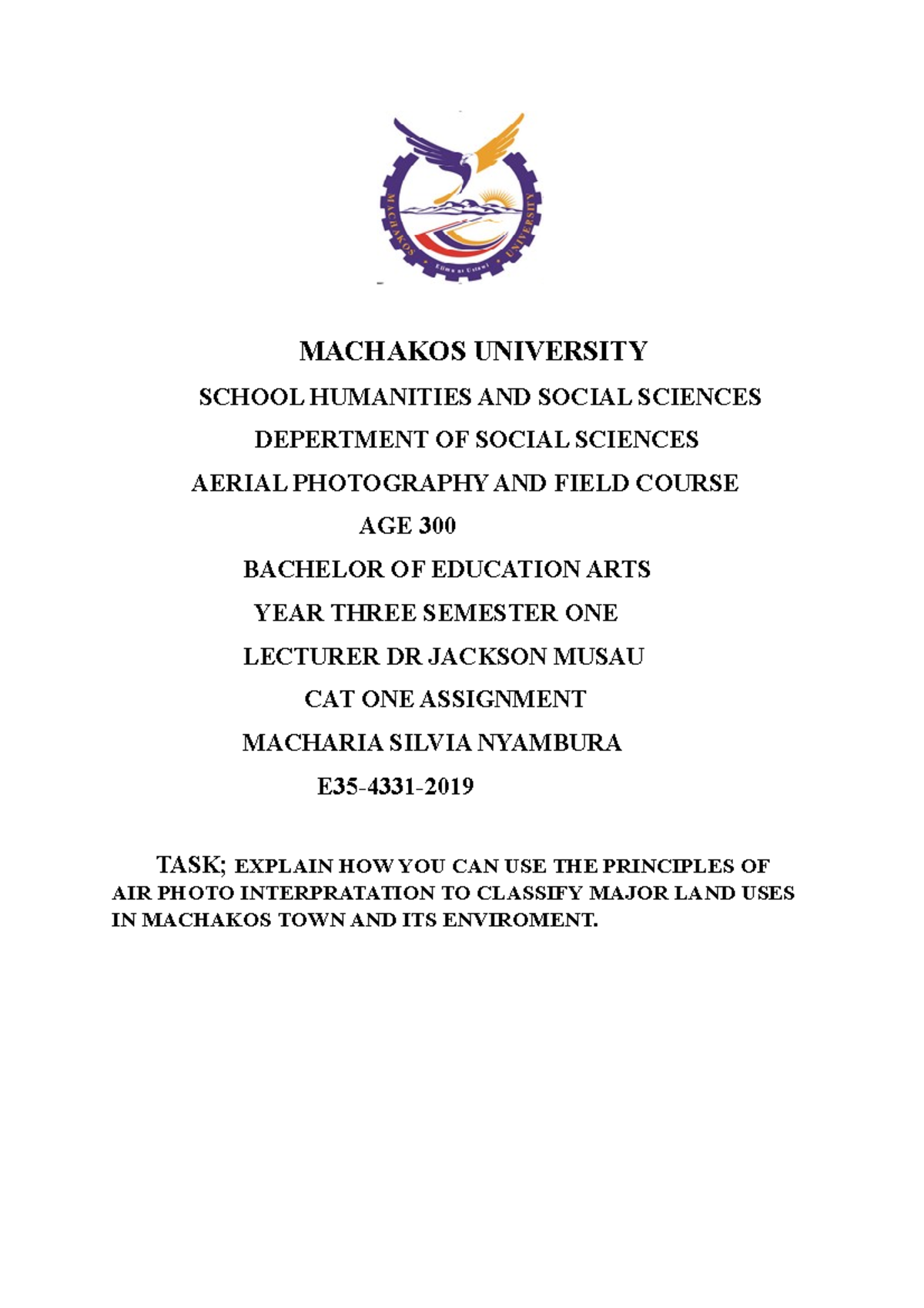 AGE 300 - Revision - MACHAKOS UNIVERSITY SCHOOL HUMANITIES AND SOCIAL ...