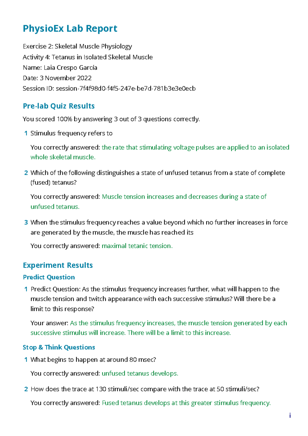 Physio Ex Exercise 2 Activity 4 - PhysioEx Lab Report Exercise 2 ...