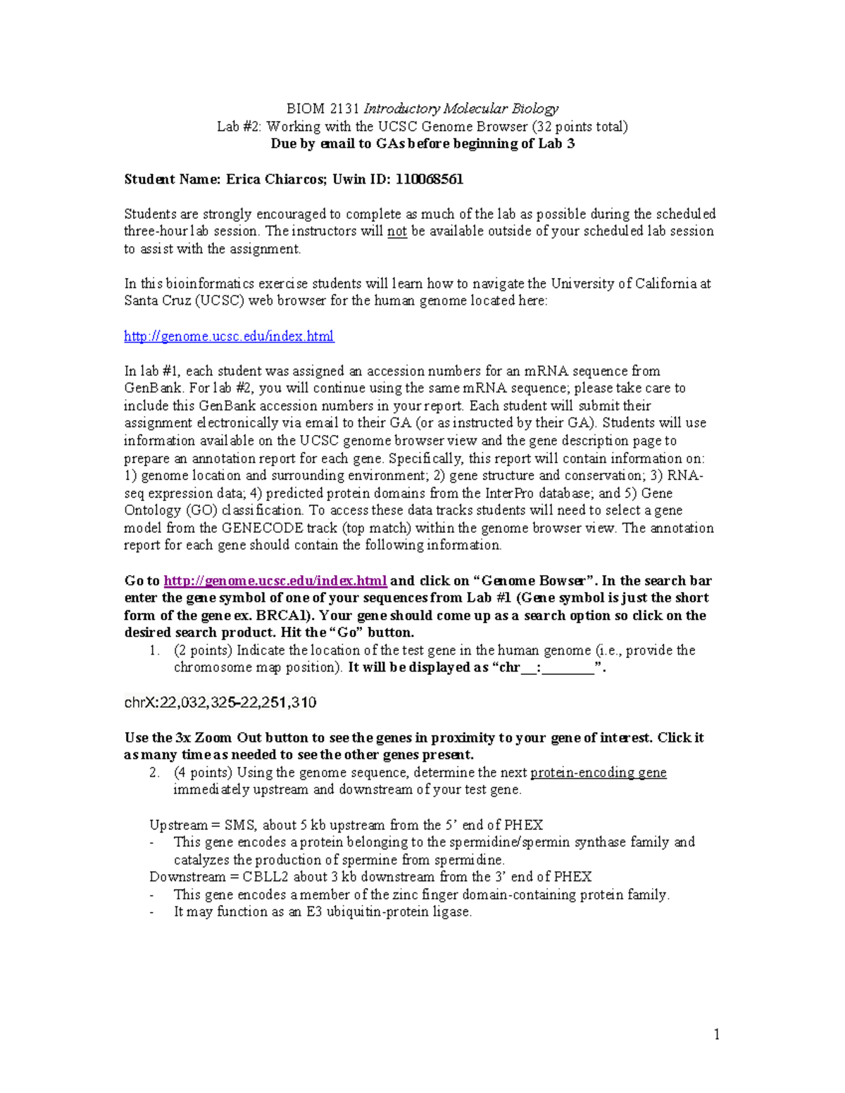 BIOM 2131 Lab 2 Protocol Winter 2023 - BIOM 2131 Introductory Molecular ...