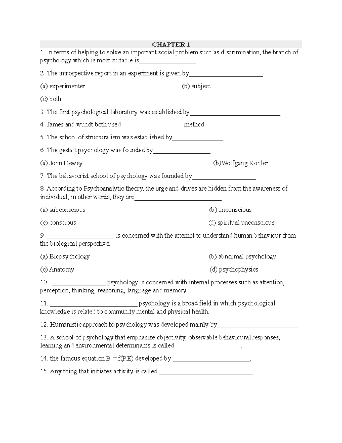 Chapter 1 worksheet class 11 1 marks - CHAPTER 1 In terms of helping to ...
