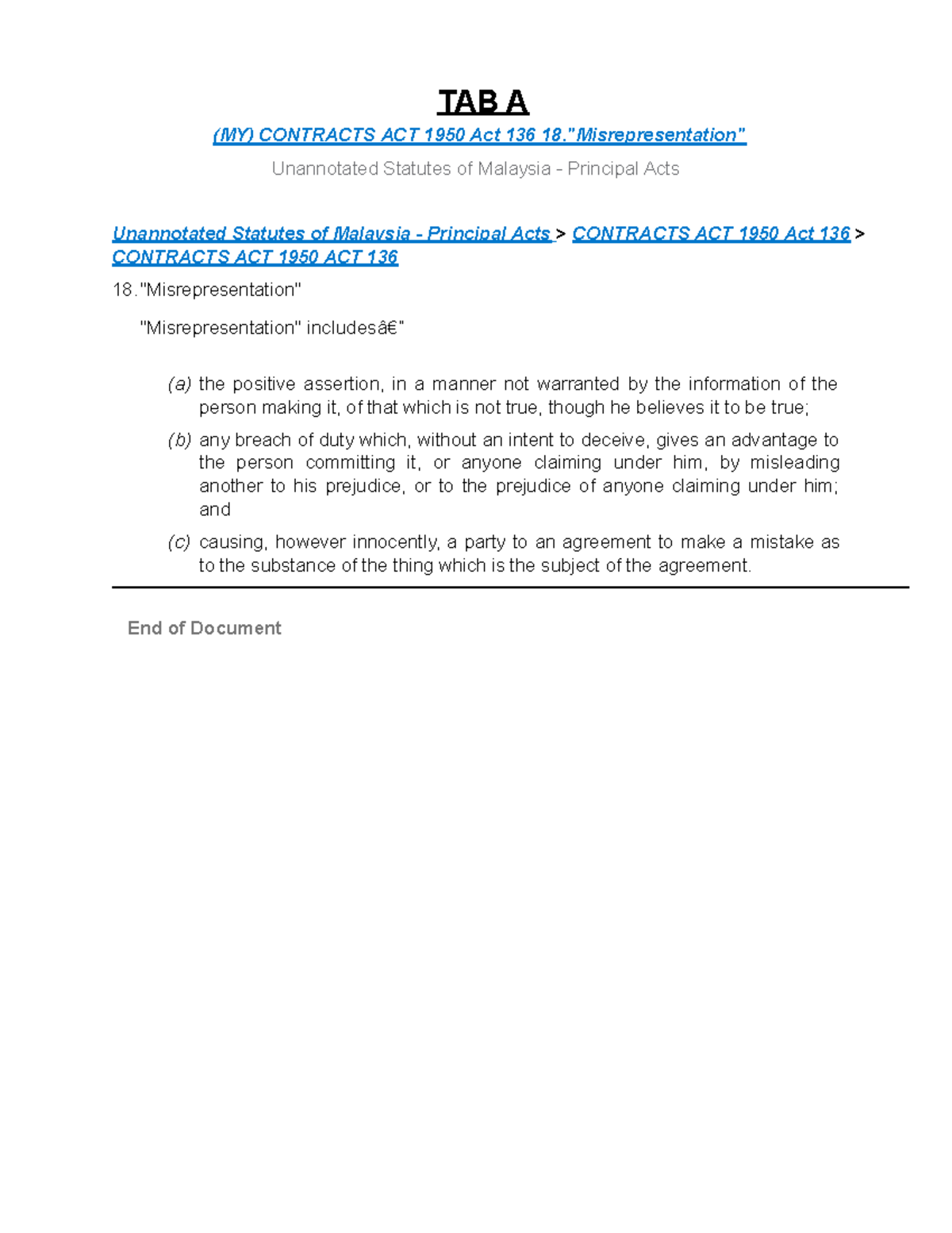 TAB A-H - Bundle of Authorities - TAB A (MY) CONTRACTS ACT 1950 Act 136 ...