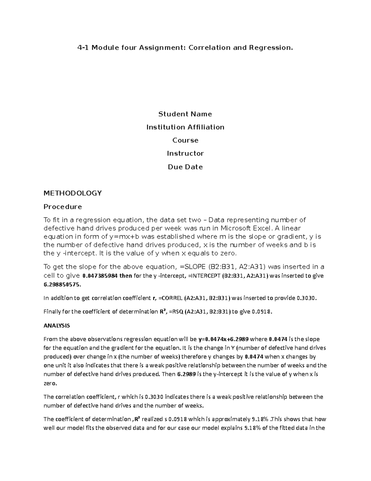 4 1 Module Four Correlation And Regression 4 1 Module Four Assignment
