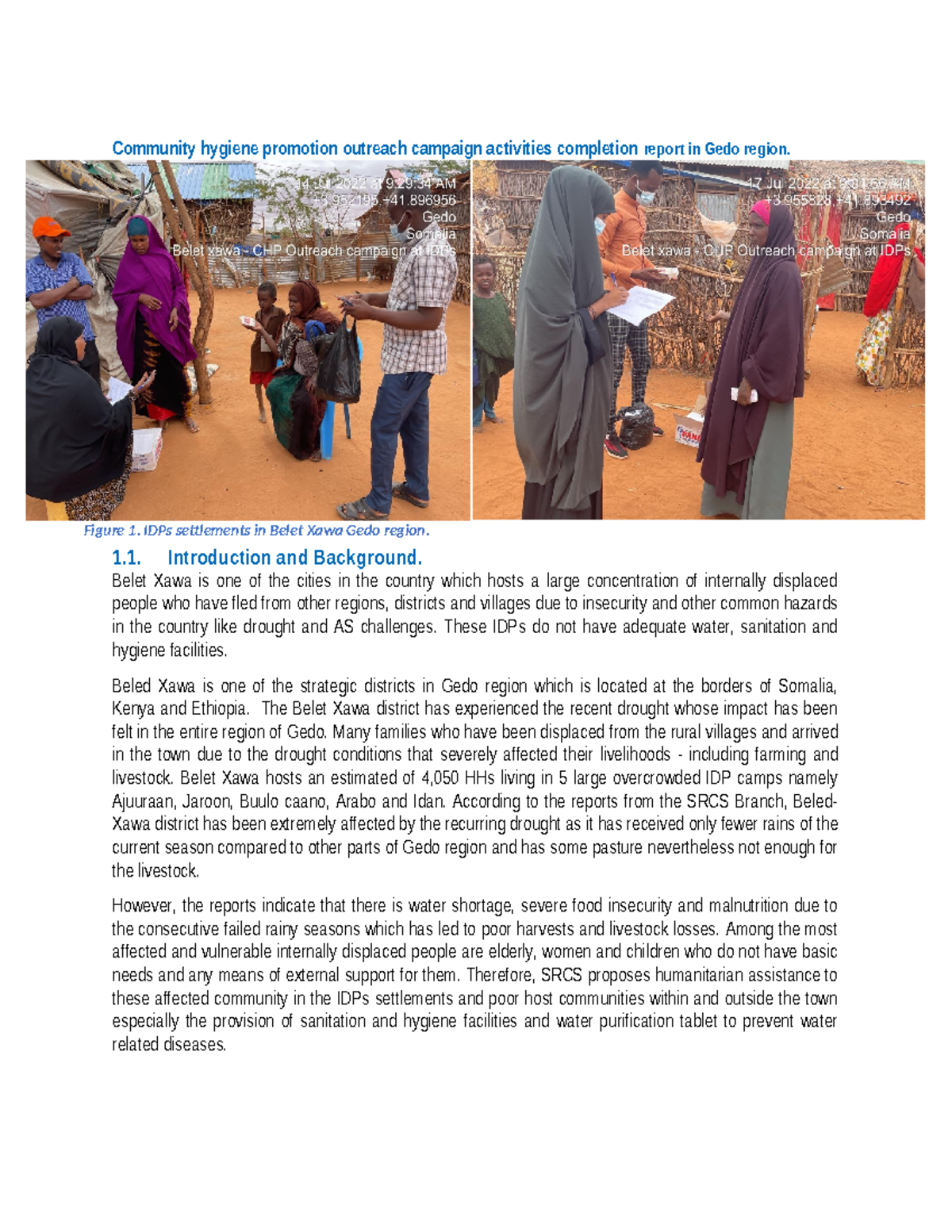 Belet Xawa Hygiene AND Sanitation Awareness Campaign Report - Community ...