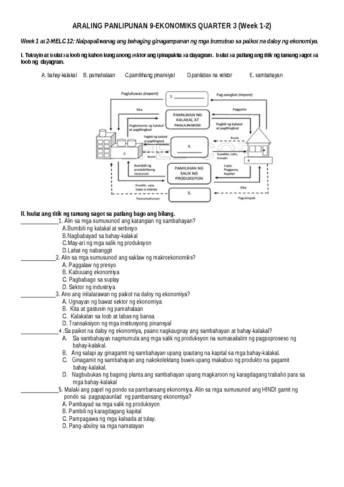 Q3 activity sheet Week 1-2 2023 - ARALING PANLIPUNAN 9-EKONOMIKS ...