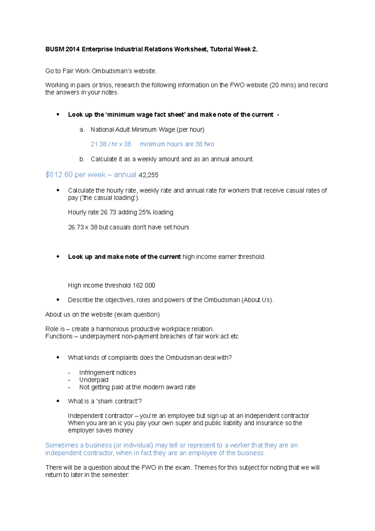 Week 2 Worksheet FWO (1) - BUSM 2014 Enterprise Industrial Relations ...