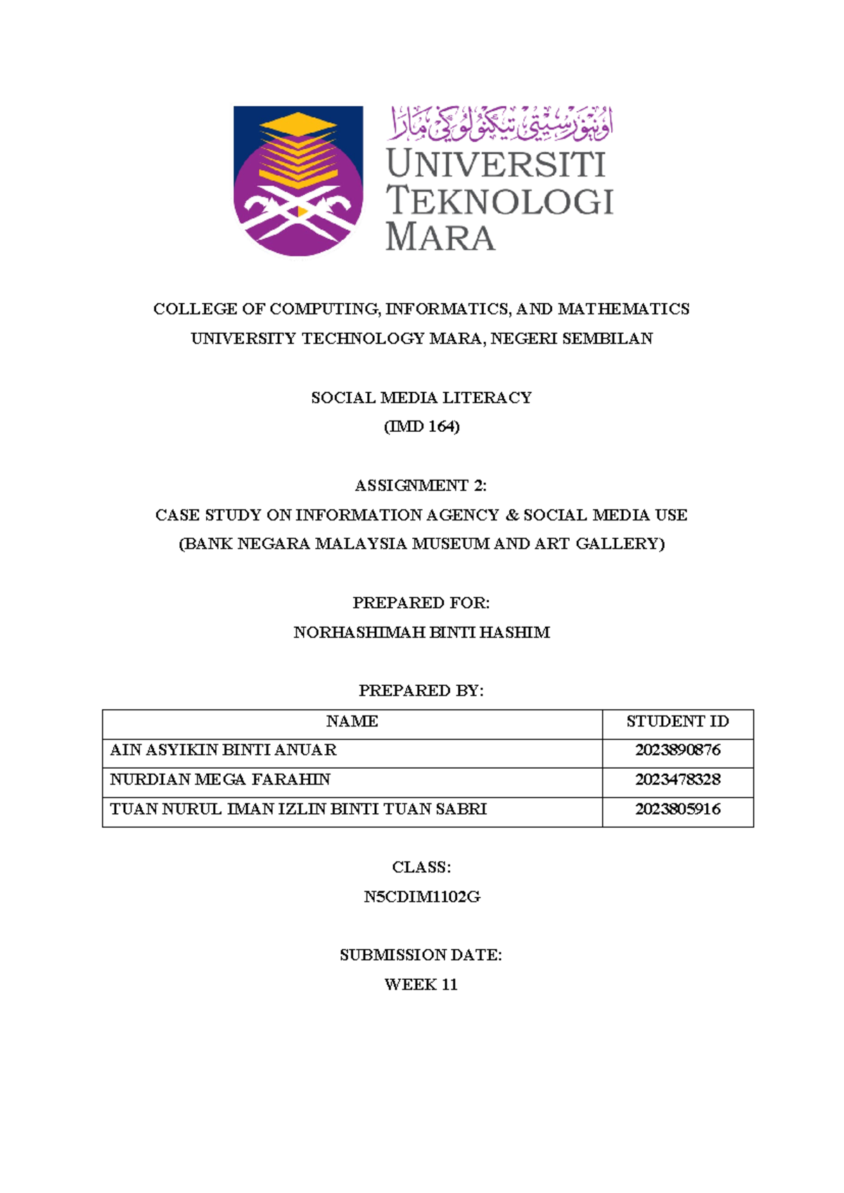 Social media literacy - COLLEGE OF COMPUTING, INFORMATICS, AND ...