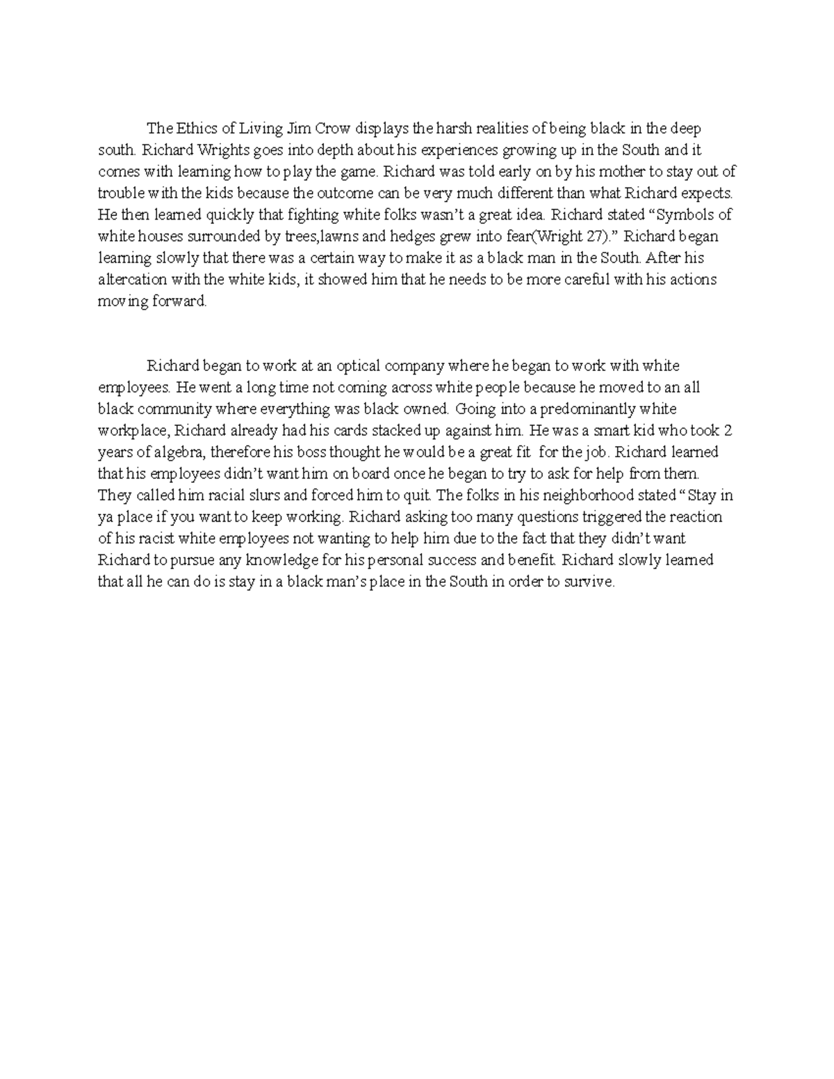 A Black Mans Way - The Ethics of Living Jim Crow displays the harsh ...