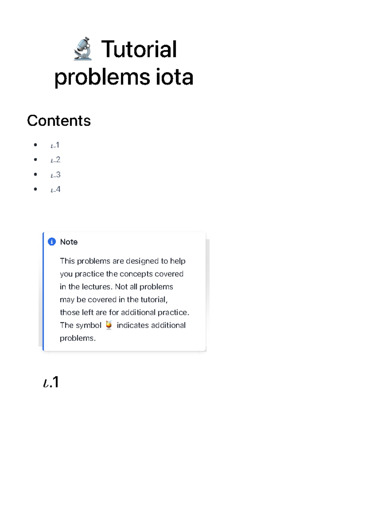 🔬 Tutorial problems iota — ECON7001 - Tutorial problems iota Contents . . . . This problems are ...