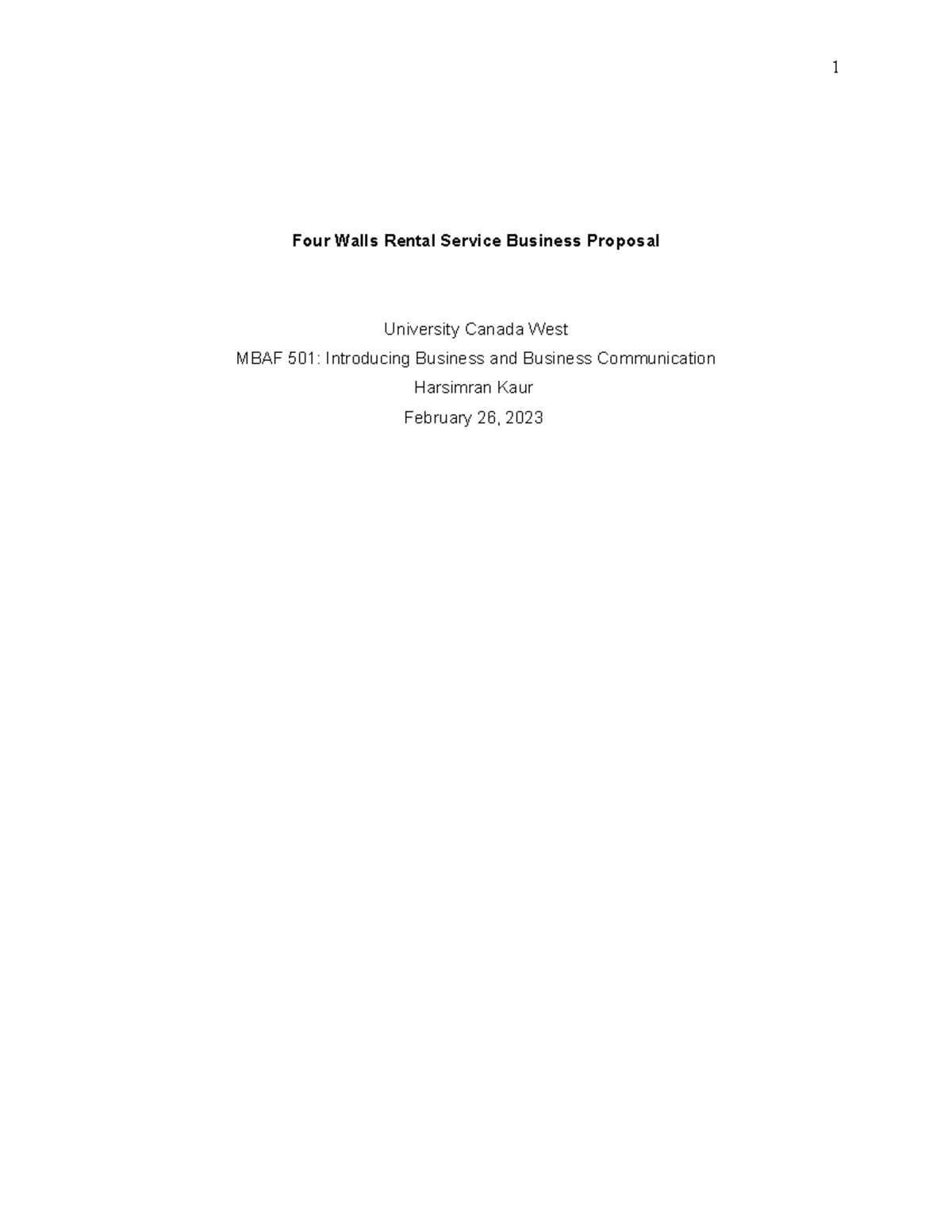 Business Proposal - Four Walls Rental Service Business Proposal ...